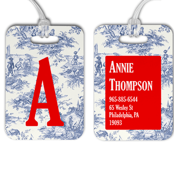 Gold Texture Monogram Luggage Tag - Name Tag Wizard