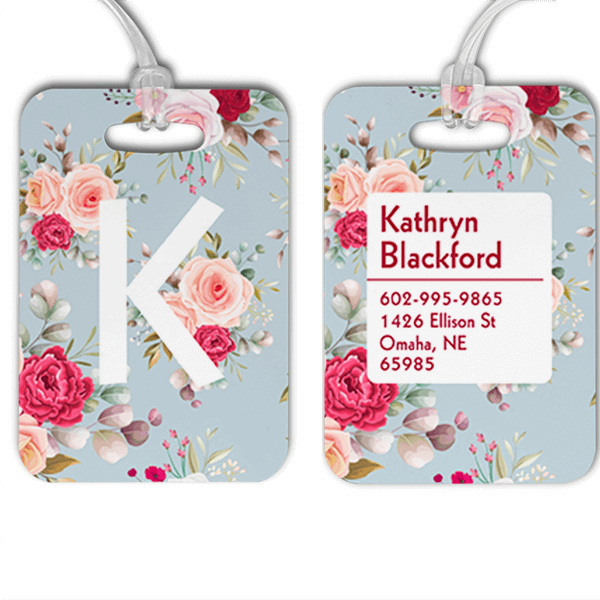 Gold Texture Monogram Luggage Tag - Name Tag Wizard