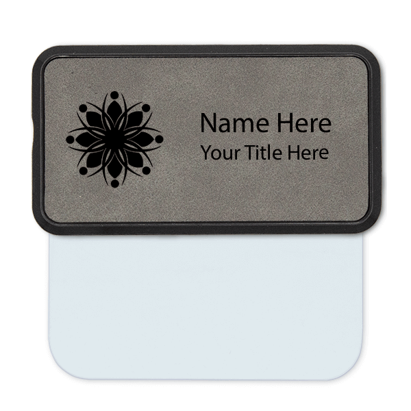 Medium Rectangle Leatherette Framed Pocket Badge - Name Tag Wizard