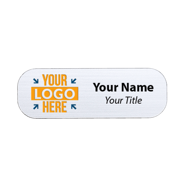 1" x 3" Custom Silver Name Tag - NameTag Wizard