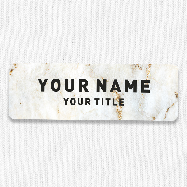 1" x 3" UV Printed Full Color Name Tag on Elegant Marble Background ...