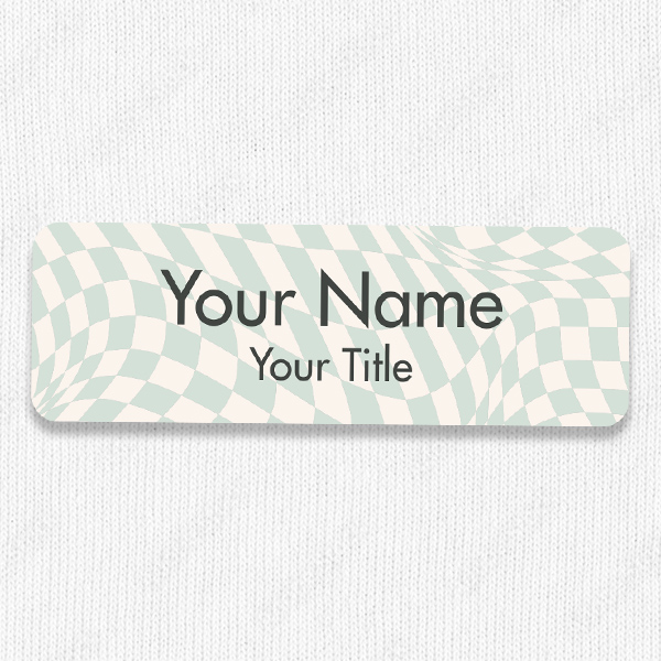 1" x 3" UV Printed Full Color Name Tag on Wave Checkered Pattern ...