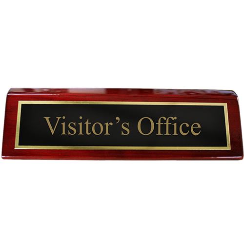 Visitor's Office Desk Block Wooden - Name Tag Wizard